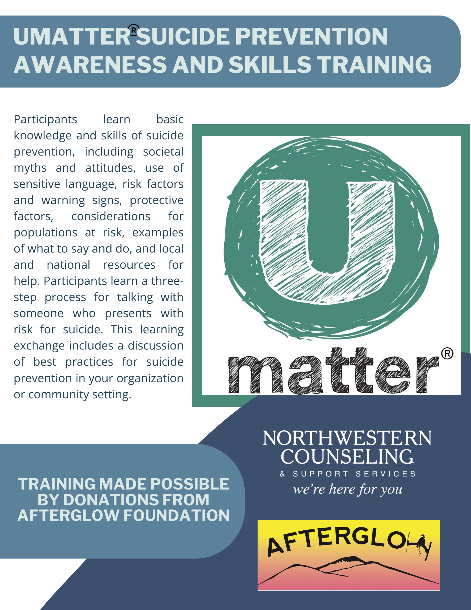 Umatter® Suicide Prevention Training | About Our Counseling Services, Family & Children Support ...